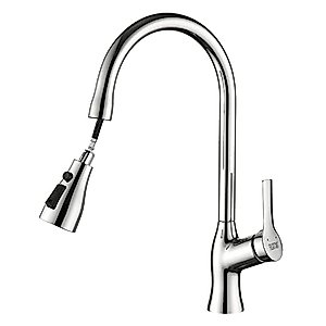 Fulgutonit Pull Out Kitchen Faucet, High Arc Single Handle Kitchen Sink Faucet with 3 Modes Pull Down Sprayer, Kitchen Sink Faucet for Bar Laundry RV Utility Sink, Chrome