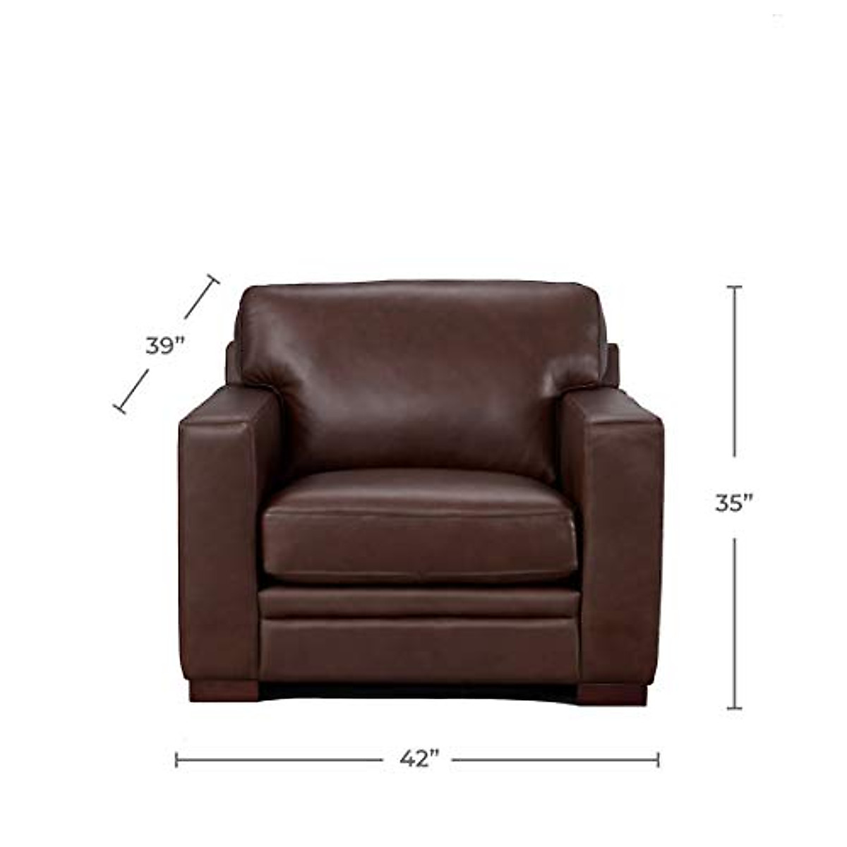 Hydeline Dillon Top Grain Leather Sofa and Chair Set, Brown