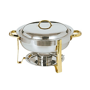 Update International DC-4/GB Stainless Steel Gold-Accented Chafer, Round, 4-Quart