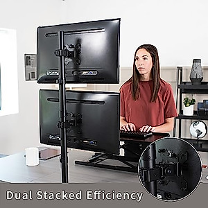VIVO Dual LCD Monitor Desk Mount Stand Heavy Duty Stacked, Holds Vertical 2 Screens up to 32" (STAND-V002T)