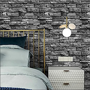 Jeweluck Grey Brick Wallpaper Peel and Stick Wallpaper 17.7inch×118.1inch Faux Stone Self Adhesive Wallpaper Kitchen Backsplash Peel and Stick Brick Contact Paper Removable Wall Paper Decor Vinyl