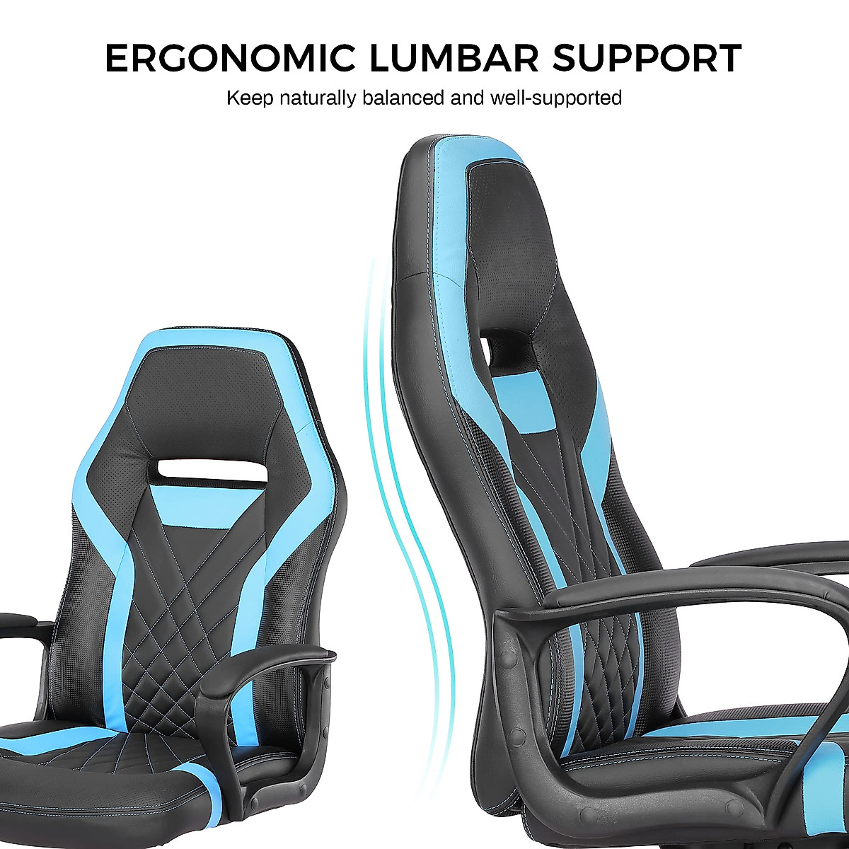 EUREKA ERGONOMIC Computer Gaming Chair, Game Chair Computer Desk Chair with Headrest,Lumbar Support Height Adjustable, E-Sports Sillas Gamer Chairs for Adults, Blue
