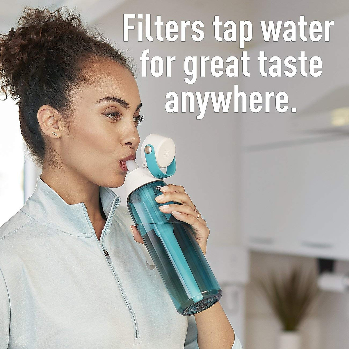 Brita Insulated Filtered Water Bottle with Straw, Reusable, BPA Free Plastic, Night Sky, 26 Ounce & Insulated Filtered Water Bottle with Straw, Reusable, BPA Free Plastic, Sea Glass, 26 Ounce