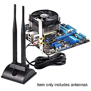 2.4GHz 5GHz Dual Band RP-SMA Male WiFi Antenna + IPEX MHF4 to RP-SMA Female Cable 9.8 inch for M.2 NGFF Network Card PC Computer