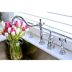 Kingston Brass KS7801TPLBS Templeton Widespread Kitchen Faucet with Brass Sprayer, Polished Chrome