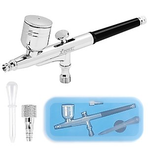 XDOVET Airbrush Kit Dual-Action Gravity Feed Air Brush Gun with 0.3mm and 1/4 oz. for Hobby, Models, Art, Tattoo, Nail Art, Cake