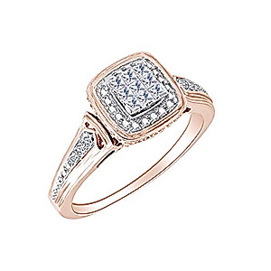 AFFY 1/3 Ctw Round Shape White Natural Diamond Wedding Engagement Ring 10k Solid White Gold (0.33 Cttw, I-J Color)