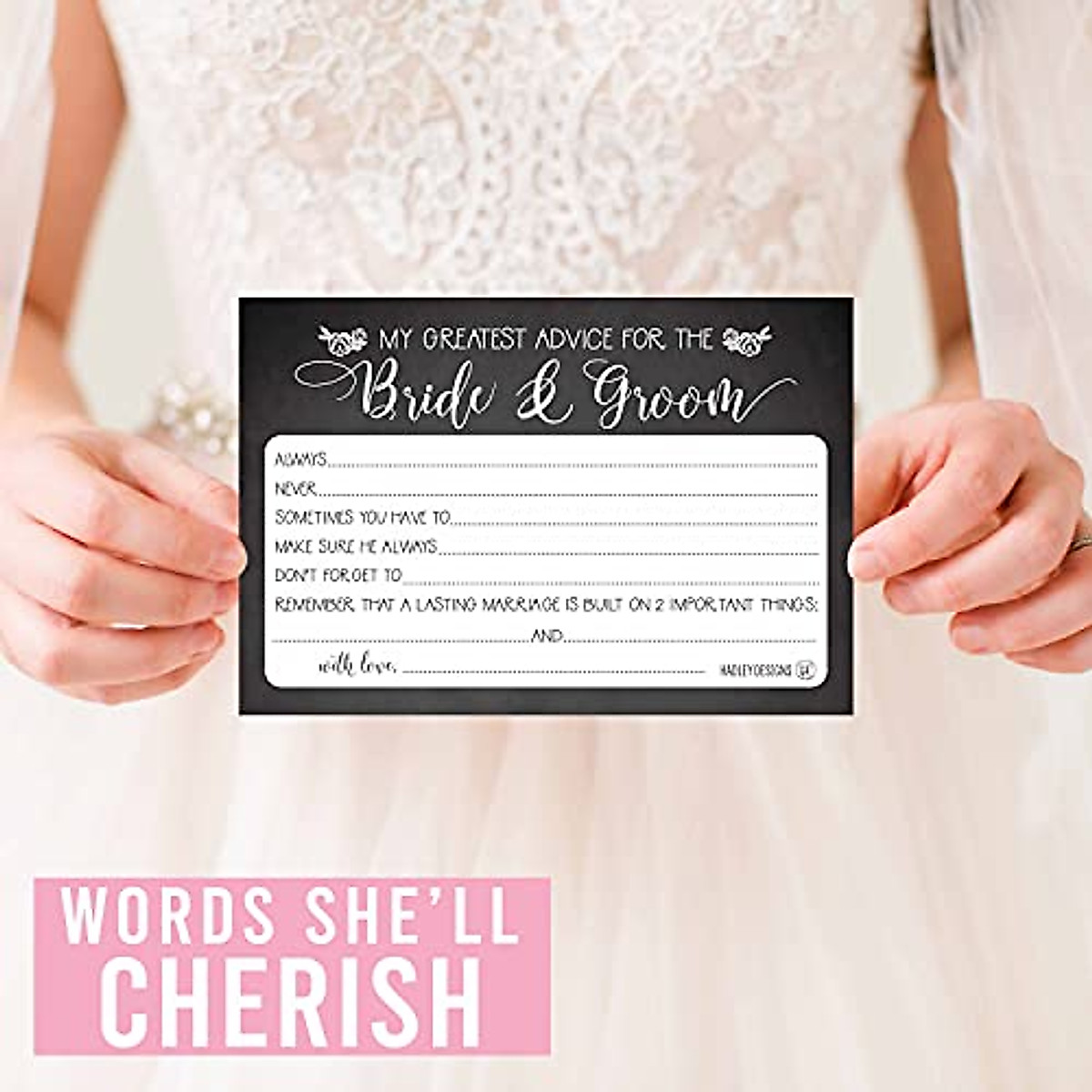 50 Floral Wedding Advice Cards - Wedding Guest Book Alternative, Bridal Shower Games For Guests , Wedding Card Boxes For Reception, Advice Cards For the Bride and Groom, Wedding Games For Guests
