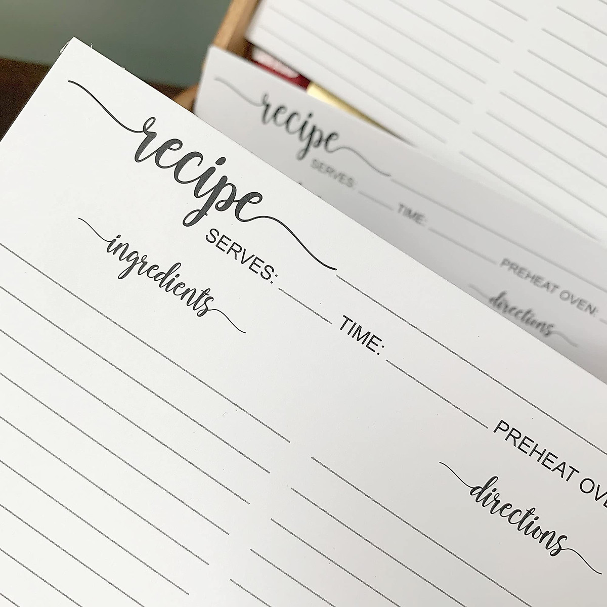 321Done Recipe Cards (Set of 50) 4x6 Large White - Black and White Minimalist for Weddings, Bridal Shower - Double-Sided - Made in USA