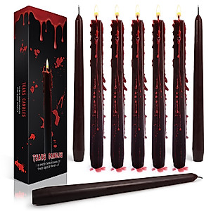 Set of 8 Halloween Bleeding Taper Candles 10 inch Black Taper Candles, Tears Taper Candles for Gothic Halloween Decoration