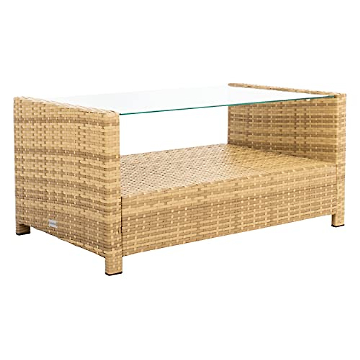 SAFAVIEH Outdoor Collection Vellor Natural/White Cushion 4-Piece Conversation Patio Set PAT7516D