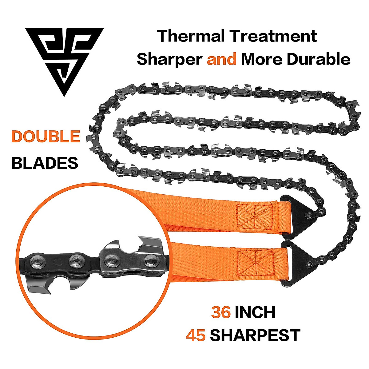 Loggers Art Gens Pocket Chainsaw 36’’-45 Two-sidedTeeth Pocket Chain Saw,3X Faster with Cutting Blade ON Every Link,Best Compact Folding Hand Saw Tool for Survival Gear,Camping,Hunting