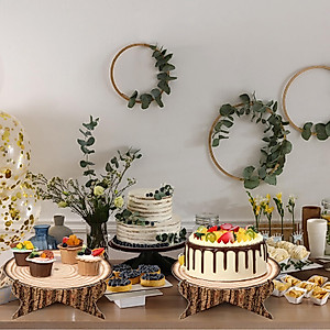 Zopeal Wooden Cupcake Stand Decoration Woodland Cupcake Stand Western Themed Cake Stand Rustic Camping Party Cake Holder for Woodland Baby Shower Decorations Forest Safari Birthday Party Supplies