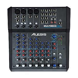 Alesis MultiMix 8 USB FX – 8 Channel Compact Studio Mixer with Built In Effects & USB Audio Interface for Live Sound and Home Studio Recording