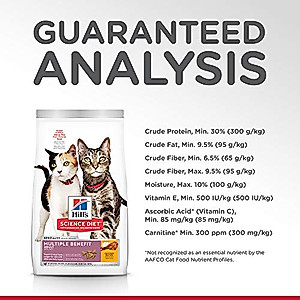 Hill's Science Diet Dry Cat Food, Adult, Multiple Benefit Chicken Recipe, 15.5 lb. Bag