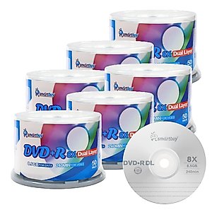 Smartbuy Logo 300-disc 8.5gb/240min 8X DVD+r Dl Dual Layer Double Layer Blank Data Record Media Disc Spindle