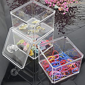 LOHRYVIO Hair Accessories Organizer for Girls, 3 Stackable Hair Organizer Storage with Lids, Acrylic Clear Hair Tie Organizer, Vanity Bathroom Containers, Hair Tie Holder for Girl