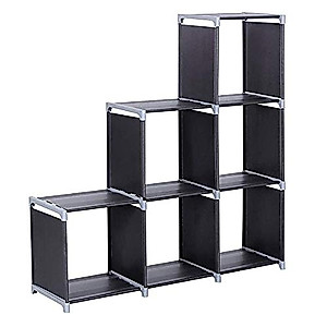 Utility Shelves Multifunctional Assembled 3 Tiers 6 Compartments Storage Shelf Black
