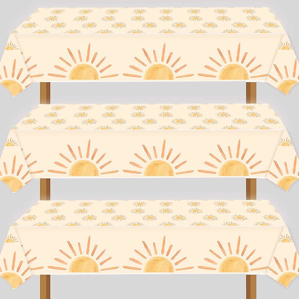 BIGKEOKI 3pcs Boho Themed Sunshine Birthday Party Tablecloths Boho Party Decorations First Trip Inspired The Sun Birthday Decorations Boho Hippie Sunshine Sun Baby Shower Party Supplies Decorations