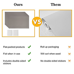 Beveetio 12 PCS Refrigerator Mats with 50 pcs Double-Sided Stickers, Washable Shelf Liner, Non-Slip Drawer Liner,Cuttable Fridge Liner,Easy to Clean Refrigerator Liners