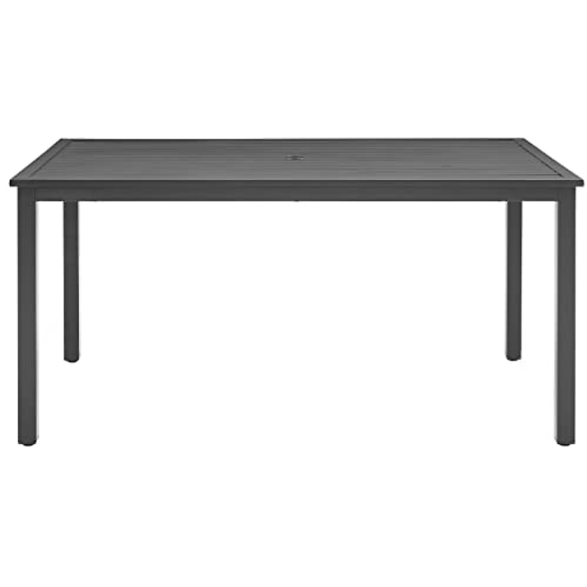 Crosley Furniture Hansen 6-Person Rectangular Outdoor Dining Table with Umbrella Hole for Outside Patio, Matte Black