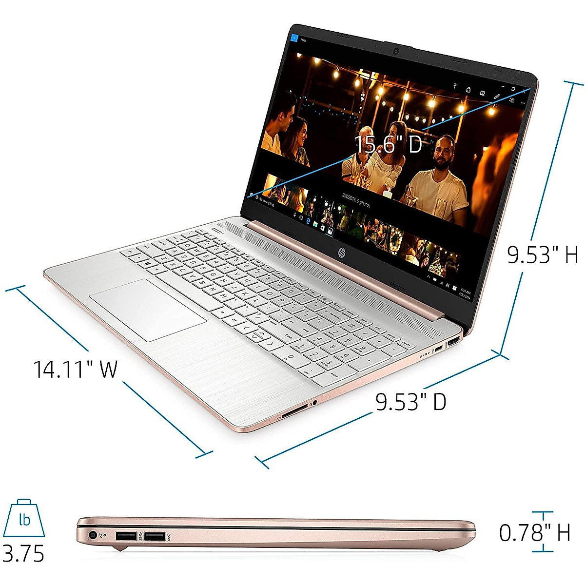 HP 2021 Pavilion 15 15.6" HD Laptop Computer, AMD Athlon Silver 3050U (Beats i3-7100U), 4GB DDR4, 128GB SSD, Webcam, USB-C, HDMI, 1 Year of Microsoft 365, Windows 10 S, Rose Gold, TiTac Accessory