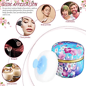 Chengu 2 Sets Body Powder Puff and Container, 2 Soft Puffs 2 Spoon and 2 Dusting Loose Powder Container for Baby Women Home and Travel Use