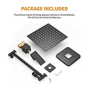 BESy Shower System with 8 Inch Rain Shower Head Wall Mounted Shower Trim Kit, High Pressure Bathroom Rainfall Shower Faucet Fixture Combo Set with Adjustable Extension Shower Arm, Matte Black