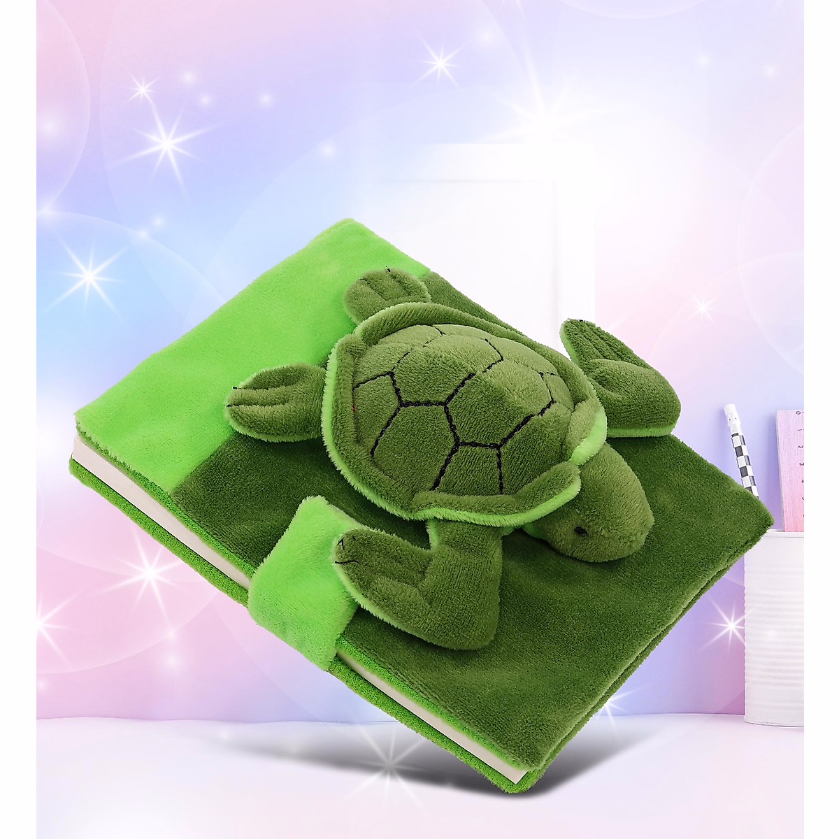 DolliBu Sea Turtle Plush Notebook - Sea Turtle Stuffed Animal Girls and Boys Writing Journal, Cute Stationery Notebook, Plush Sea Turtle Notebook Toy with 80 Pages of Writing Journal - 4.5x5.75 Inches