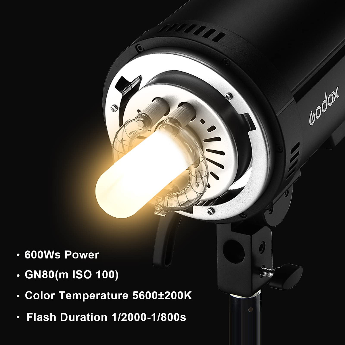 Godox DP600III 600Ws GN80 Studio Flash Strobe Monolight with Bowen Mount, 5600K±200K, 1/2000-1/800S Flash Duration, 1s Recycling time, Built-in Godox 2.4G Wireless System(110V)