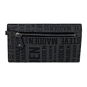 Steve Madden LOGOBAR TRIFOLD Wallet Wristlet (BLACK MULTI)