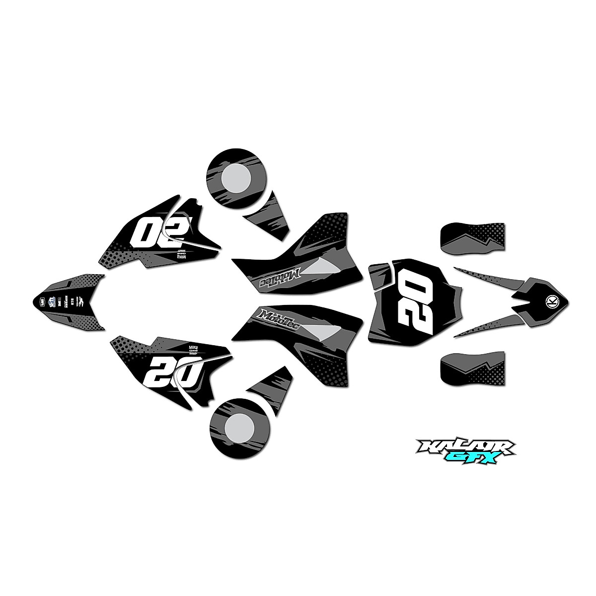 Kalair GFX Graphics Kit for Mototec 48V PRO (All Years) Spear Series Smoke 21 Mil - Dirt bike Custom Racing Graphics Decals Stickers Kit, no-plastics