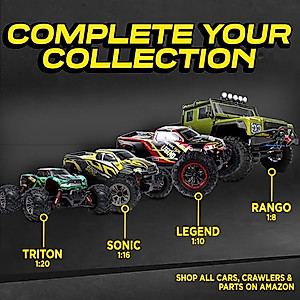 LAEGENDARY 1:10 Scale 4x4 Off-Road RC Truck - Hobby Grade Brushed Motor RC Car with 2 Batteries, Waterproof Fast Remote Control Car for Adults