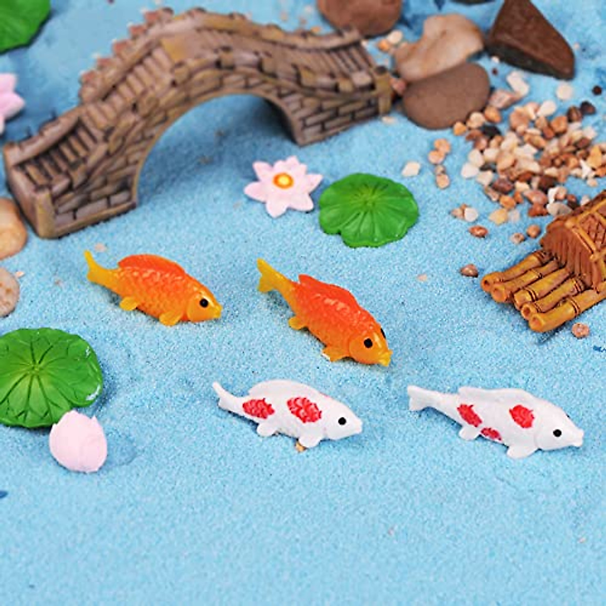 MAOMIA 20 Pcs Miniature Fish Figurines Resin Fish Tank Decoration Fairy Garden Mini Goldfish Micro Landscape Decor Ornament
