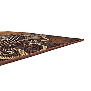 Unique Loom Outdoor Modern Collection Area Rug - Trio (5' 3" x 8' Rectangle, Rust Red/ Gold)