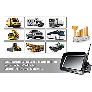 ZEROXCLUB RV Backup Camera Wireless 7-Inch 4 Channels Monitor Kit for RV Trailer Truck, Stable Signal HD Wireless 4 Rear View Back Up Camera System 18 Infrared Night Vision 149° Wide View(BW4)