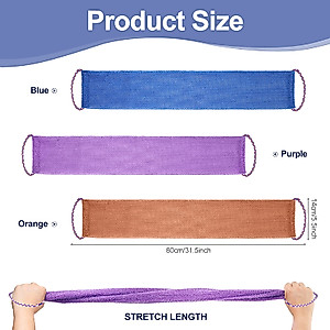 Tegeme 3 Pcs African Exfoliating Net Sponges Bath Back Scrubbers Long with Pull Strap Exfoliating Smoother Nylon Body Shower Loofahs Cloth for Women Men Daily Handles Washcloth Wash Purple Blue Coffee