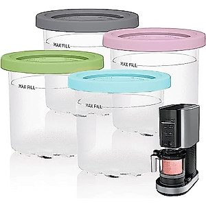 Aebitsry Containers Replacement for Ninja Creami Pints and Lids - 4 Pack, 16oz Cup Compatible with NC301 NC300 NC299AMZ Series Ice Cream Maker, BPA Free Dishwasher Safe Leak Proof, Pink/Green/Grey/Blue