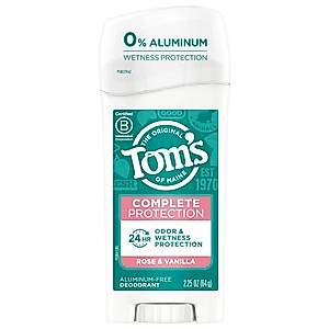 Tom's of Maine Complete Protection Aluminum-Free Natural Deodorant for Women, Rose & Vanilla, 2.25 oz