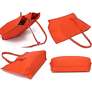 IBLUE Women Tote Bag Purse Large Faux Leather Shoulder Bag Tassel Satchel Handbags, D1059 (orange)