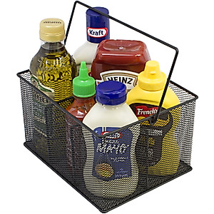 Sorbus® Utensil Caddy — Silverware, Napkin Holder, and Condiment Organizer — Multi-Purpose Steel Mesh Caddy—Ideal for Kitchen, Dining, Entertaining, Tailgating, Picnics, and Much More (Black)