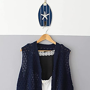 STOBOK Wall Hanging Decor Nautical Wall Hook Hanger Wood Boat Shape Storage Hook Decorative Hand Towel Rack Heavy Duty Key Holder for Coastal Bathroom Bedroom Kitchen Blue Hanger Hooks