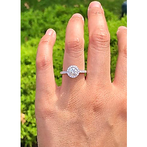 JustGift 925 Sterling Silver Cubic Zirconia Engagement Ring Promise Ring For Birthday Thanksgiving Anniversary Christmas Gift Sparkling ideal gift Women Size 3-12 (Halo Ring 2 ct, Size 6)