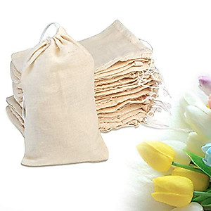 Tayfremn 100Pcs Cotton Drawstring Bags, Reusable Muslin Bag Natural Cotton Bags with Drawstring Produce Bags Bulk Gift Bag Jewelry Pouch for Party Wedding Home Storage, Natural Color (4 x 6 Inches)