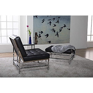 Studio Designs Home Ashlar Slipper, Accent Chair in Black Bonded Leather and Chrome Metal