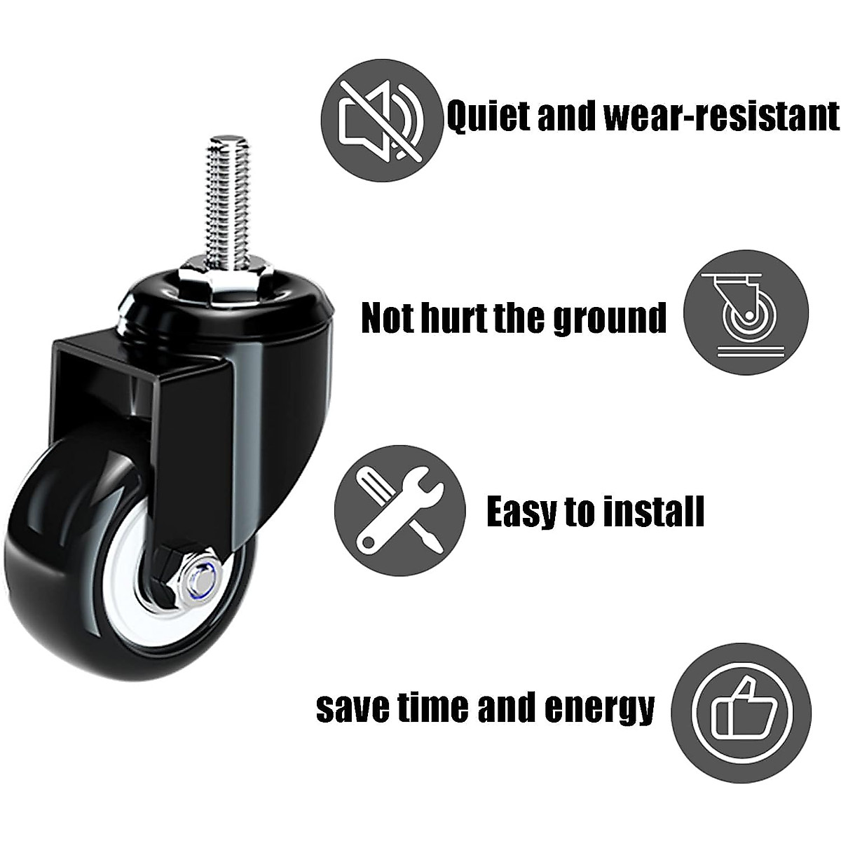 Swivel Lever Casters, Heavy Duty Swivel Casters Upgrade Your Furniture - with Brake, Double Lock and Noiseless Precision Bearings and Brake - Easy to Install