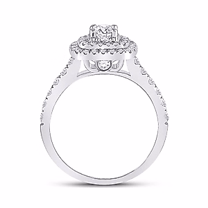 The Diamond Deal 14kt White Gold Round Diamond Halo Bridal Wedding Engagement Ring 1 Cttw