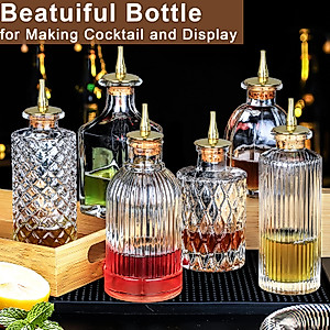 Bitters Bottle - Set of 6 Glass Dasher Bottles with Tray Barware Set for Home Bar Bartender