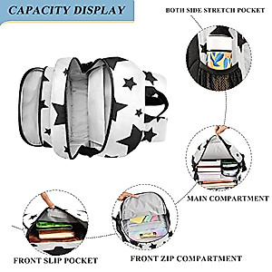 ALAZA Abstract Black Stars Different Size on White Backpack Daypack Bookbag