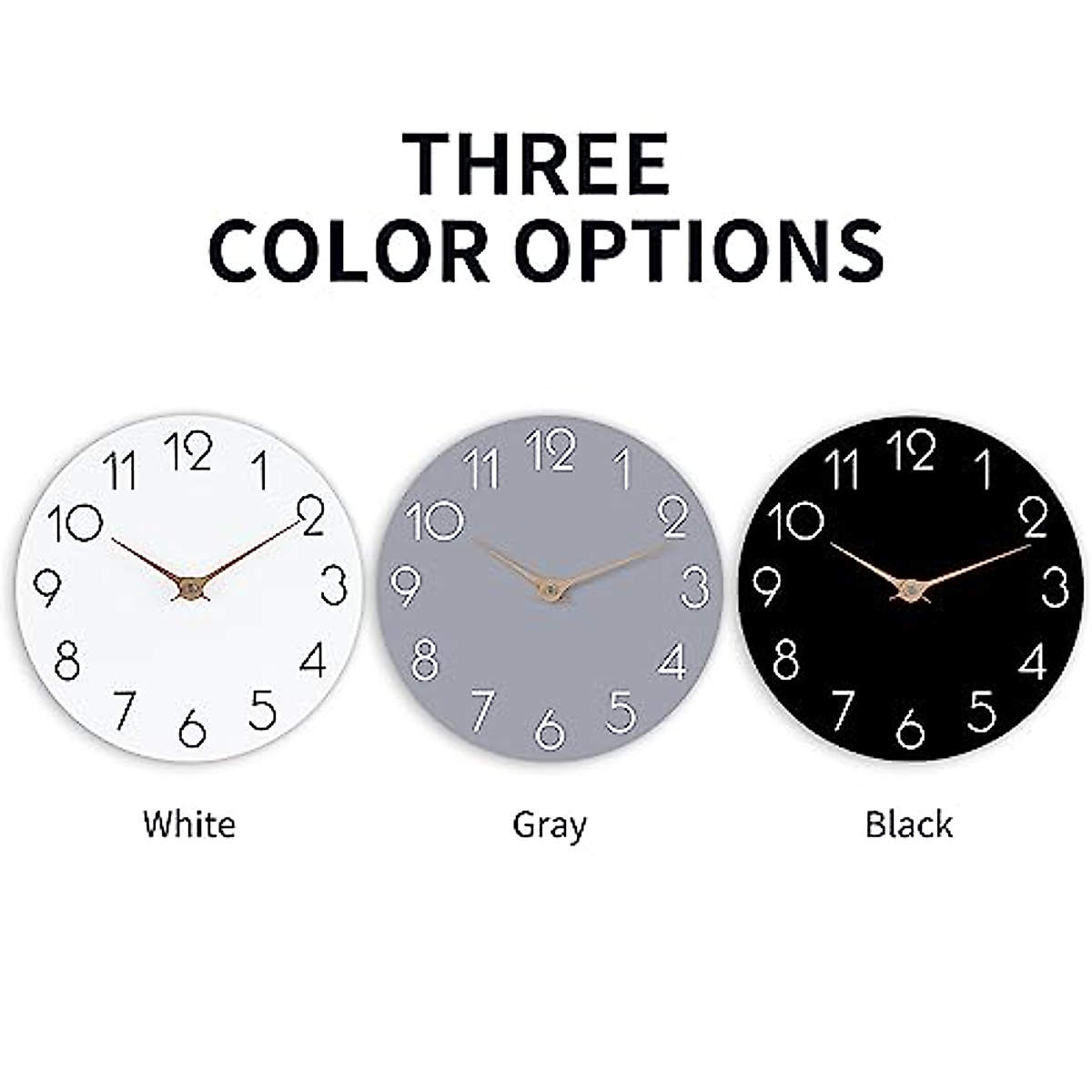 cicininc 12 Inch Wall Clock - Wooden Silent Wall Clocks Battery Operated Non Ticking, Modern Simple Clock for Bathroom, Office, Bedroom, Home, Kitchen, Living Room(12"-White)